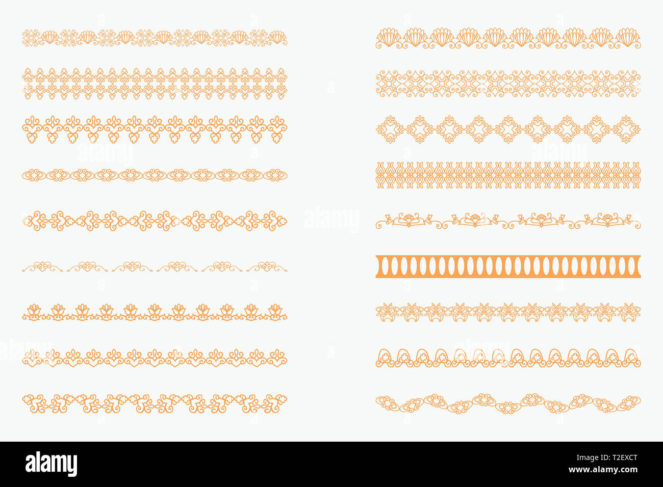 Set of horizontal isolated Orange lace borders for design. Patterned ...