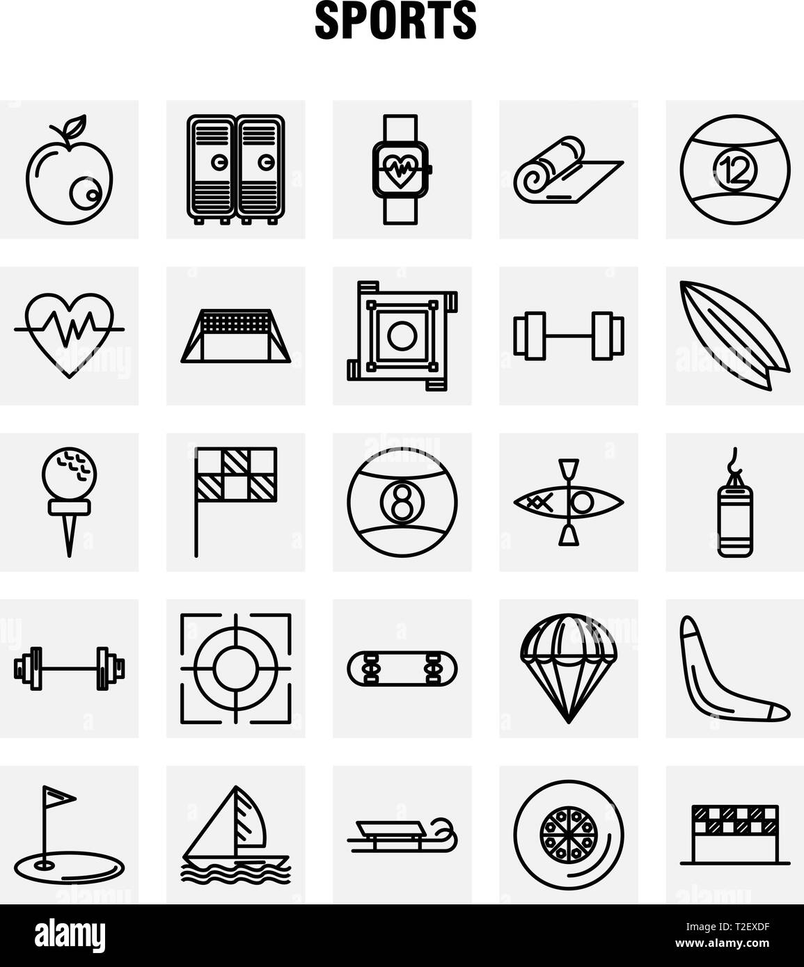 Sports Line Icons Set For Infographics, Mobile UX/UI Kit And Print ...