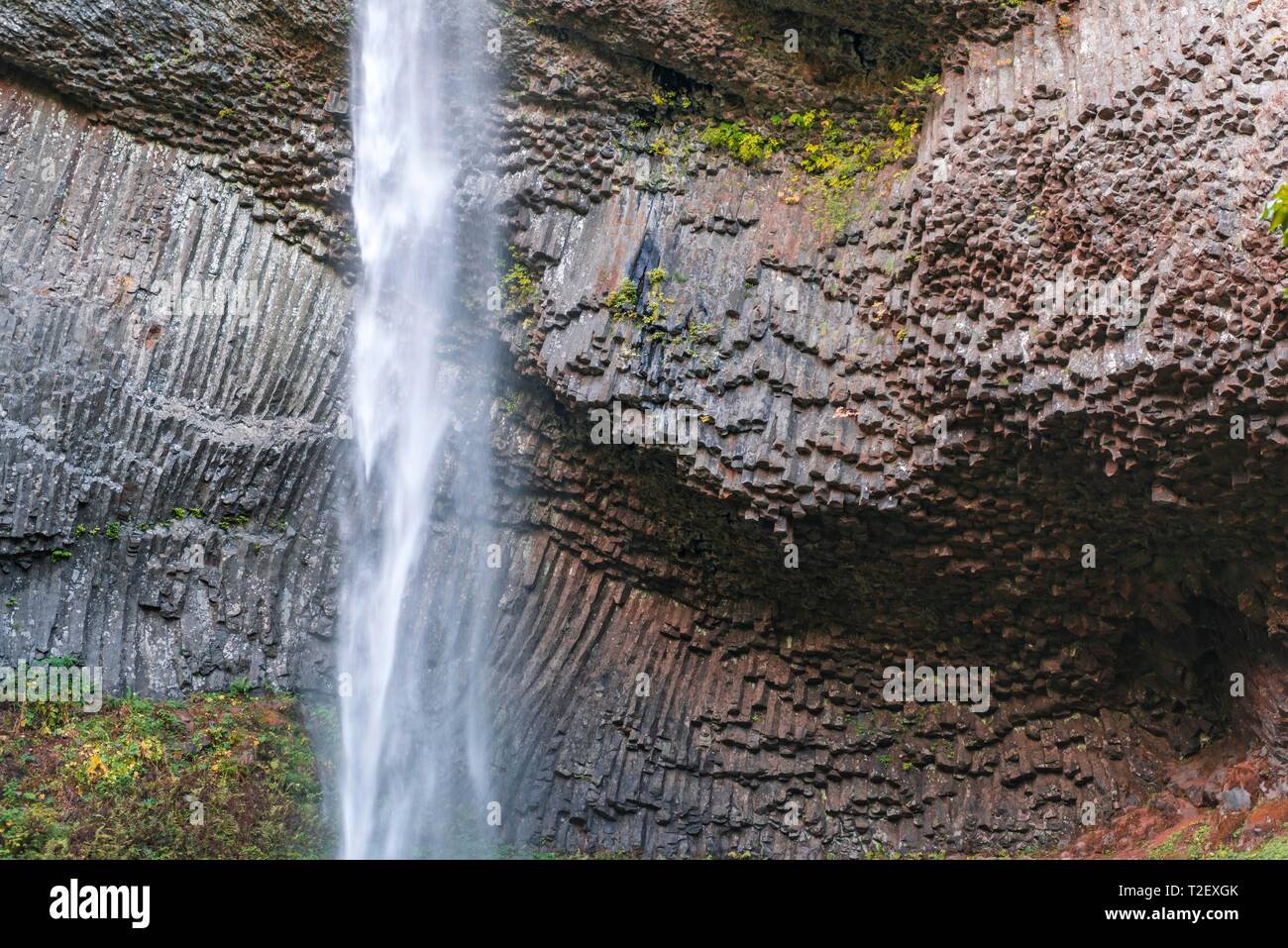 Waterfall in front of basalt rock, Latourell Falls, Oregon, USA Stock ...