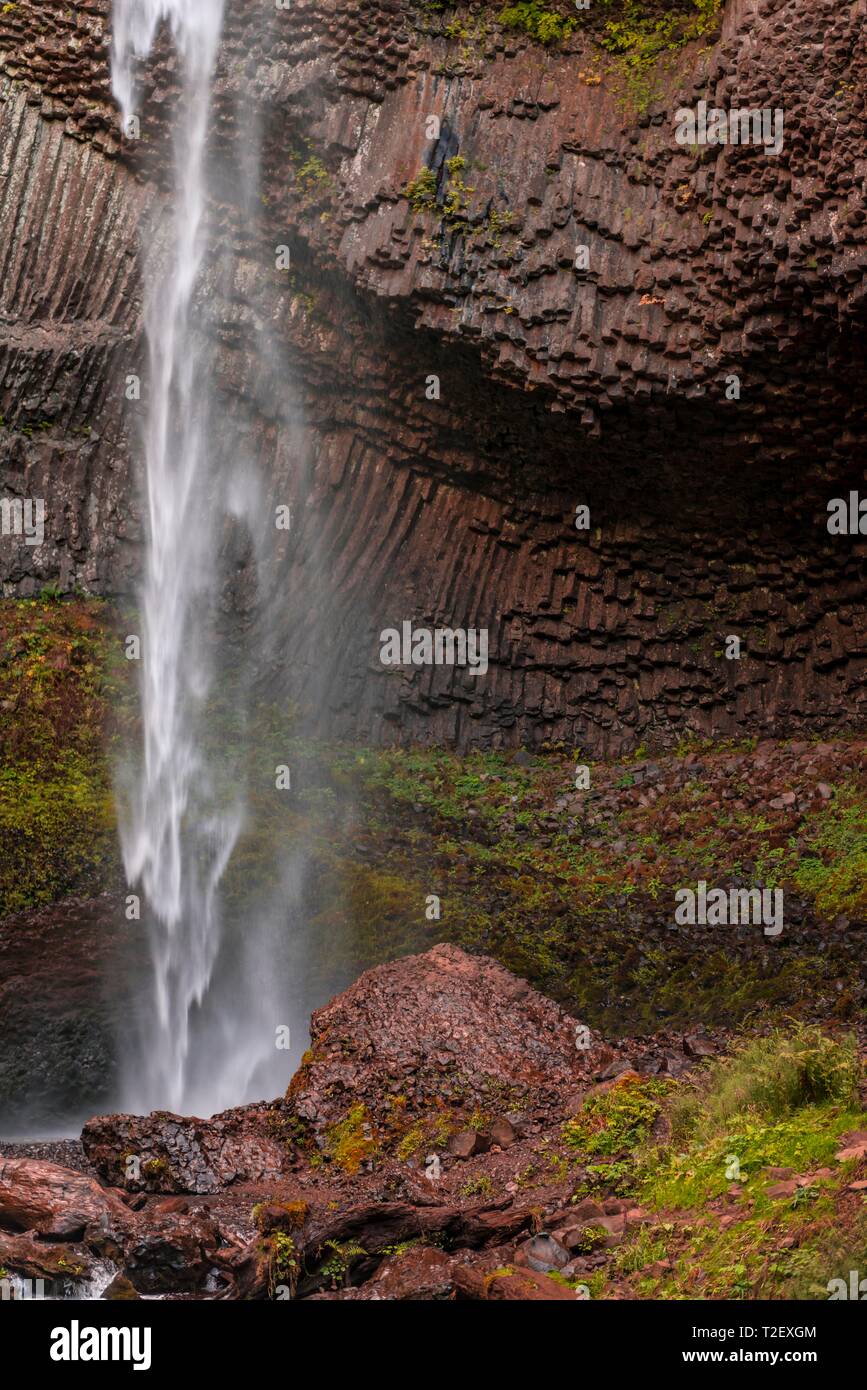 Waterfall in front of basalt rock, Latourell Falls, Oregon, USA Stock ...