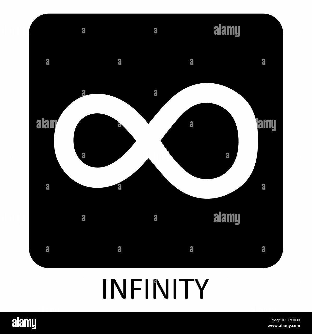 The illustration of a white Infinity icon on dark background Stock ...