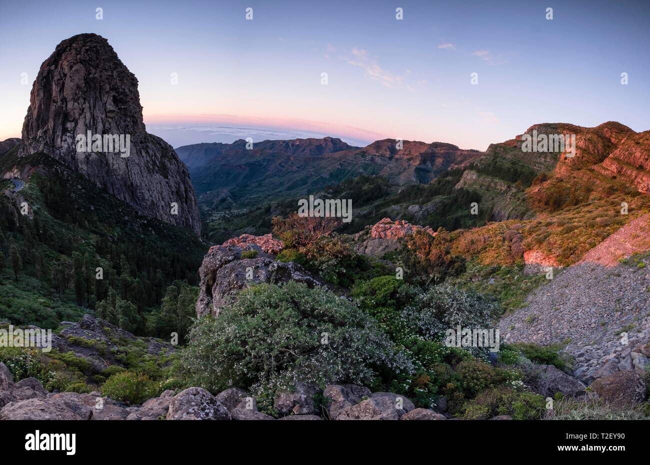 Roque de agando rock tower at sunrise hi-res stock photography and ...