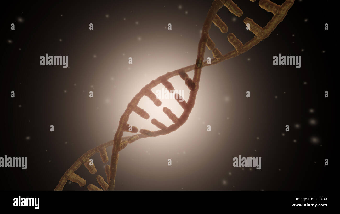 3D rendered Illustration of a DNA Helix under a simulated microscope ...