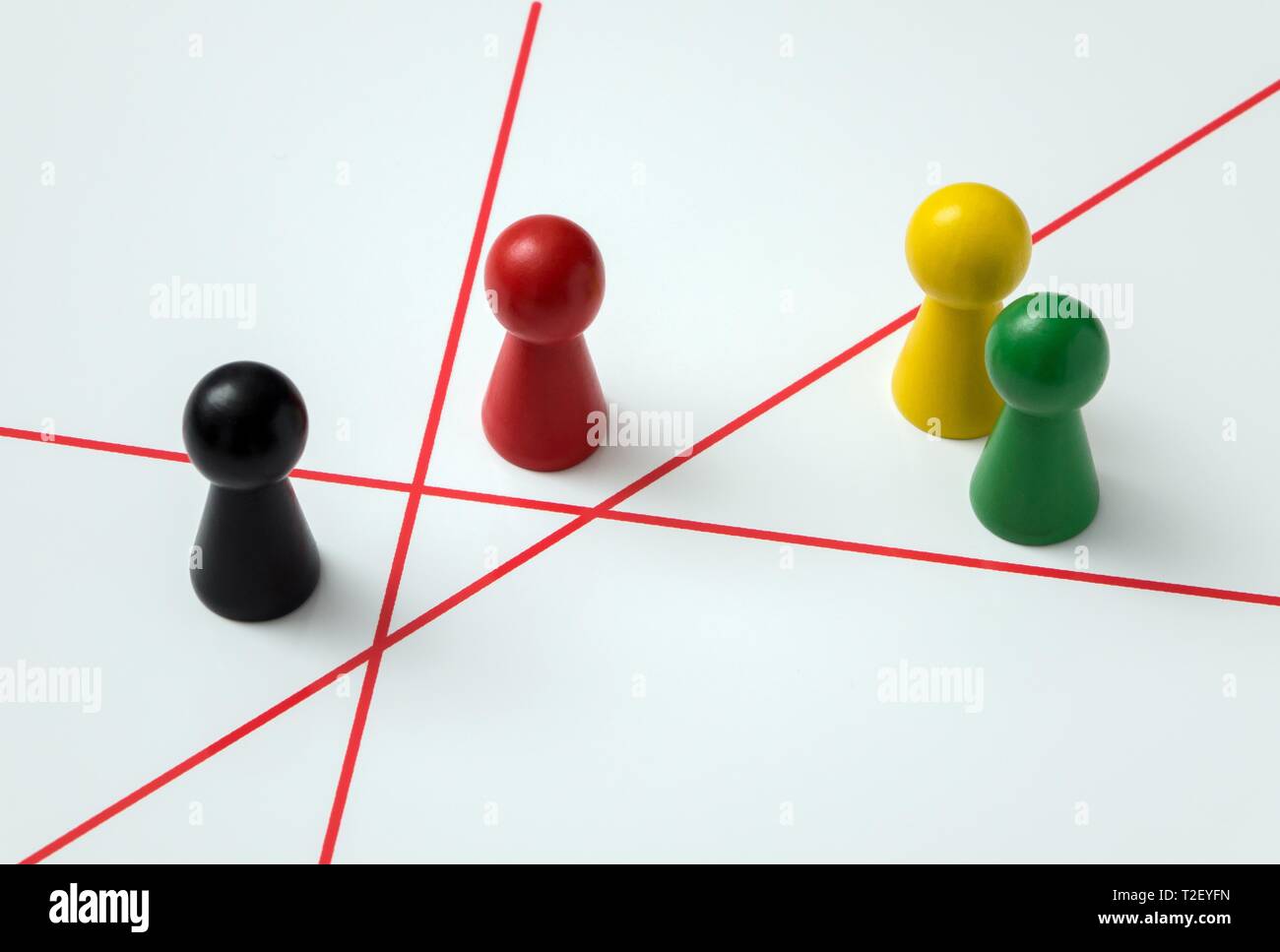 Figures black, yellow, red, green, symbol for political parties on a ...