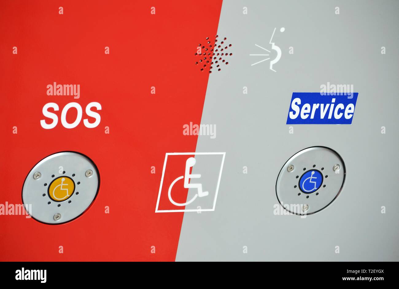 Emergency call, SOS and service button for the disabled, Germany Stock ...