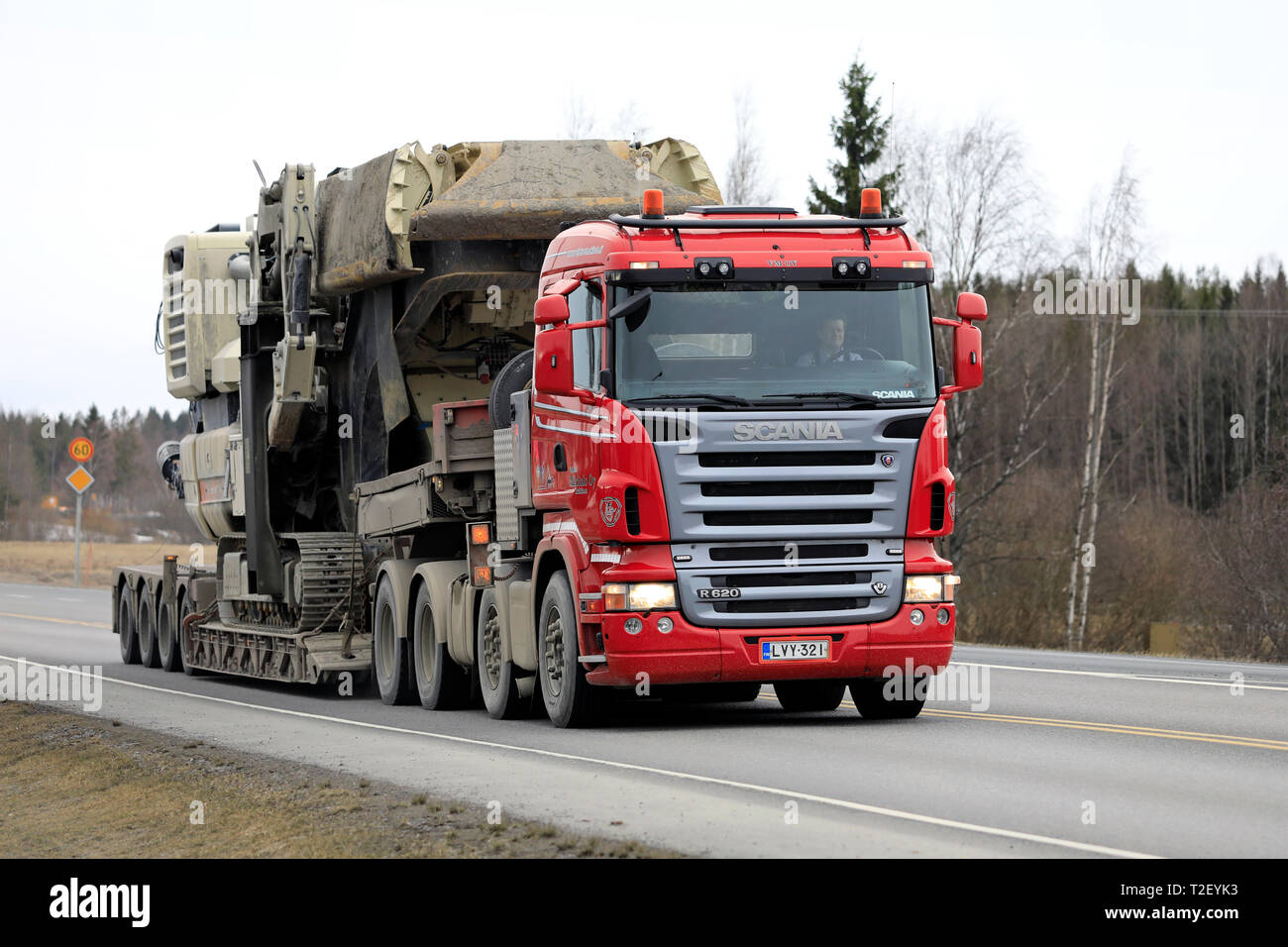 Forssa, Finland - March 30, 2019: Red Scania R620 semi of Veljekset ...
