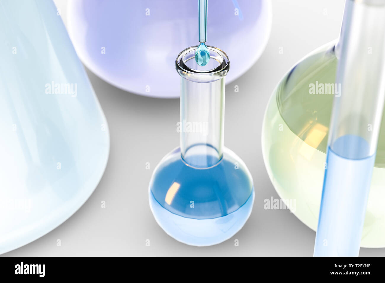 3d rendering, Chemical vessels in the laboratory, computer digital ...