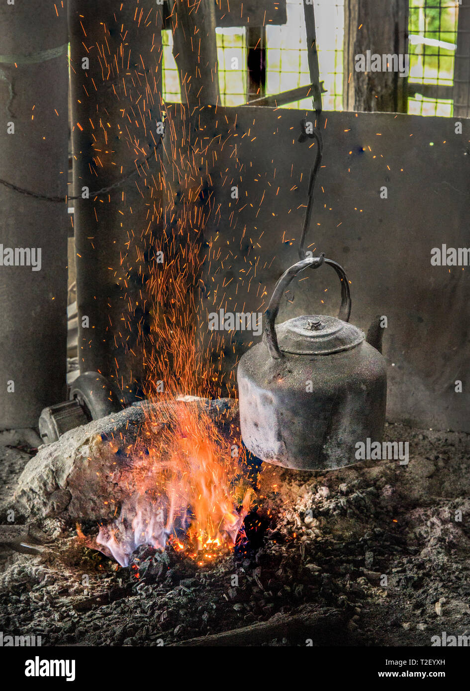 Rural cooking over a fire hi-res stock photography and images - Alamy