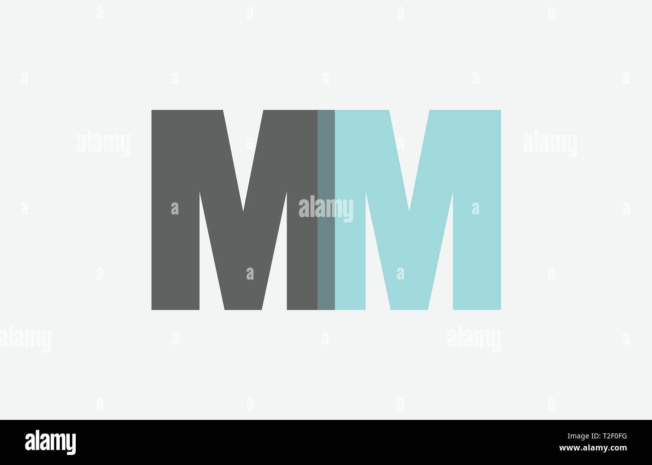 grey pastel blue alphabet letter MM M M logo combination design ...