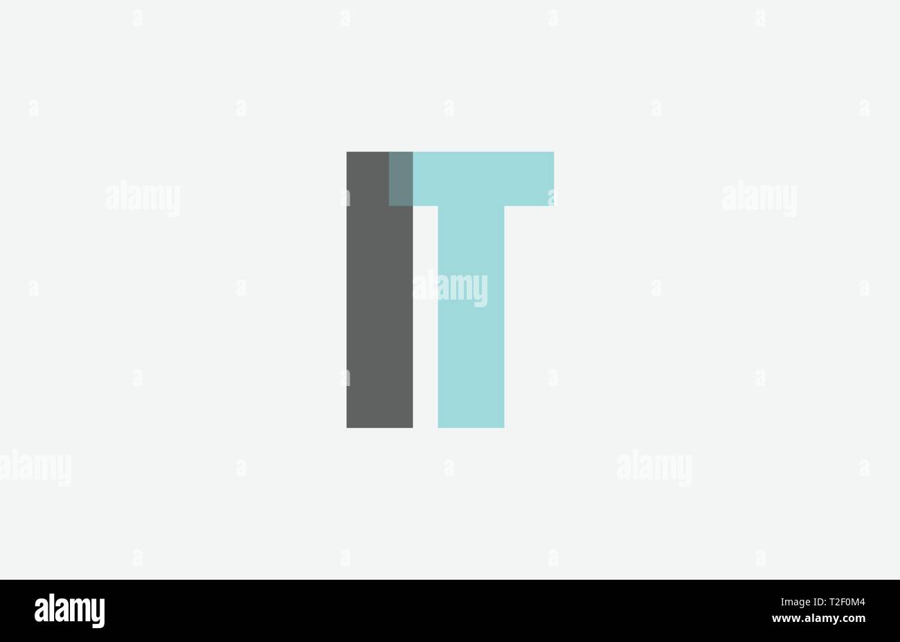 grey pastel blue alphabet letter IT I T logo combination design ...