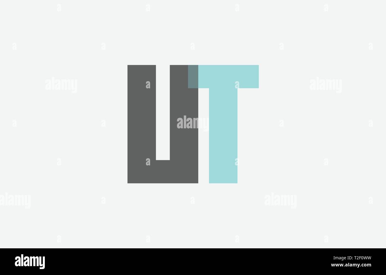 grey pastel blue alphabet letter UT U T logo combination design ...