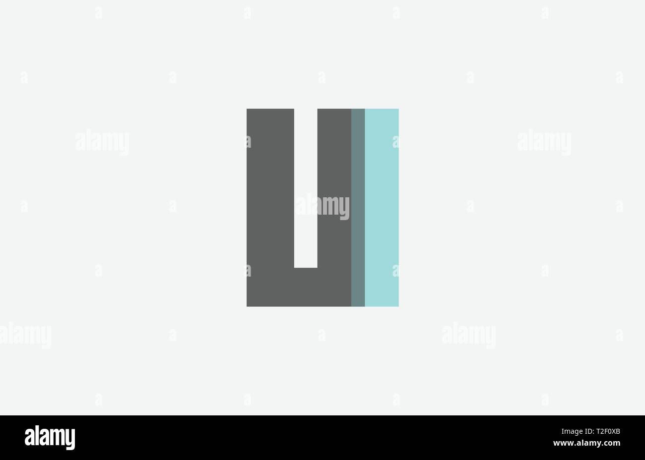 grey pastel blue alphabet letter UI U I logo combination design ...