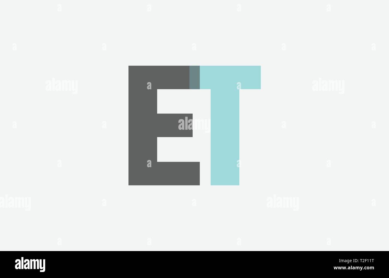 grey pastel blue alphabet letter ET E T logo combination design ...