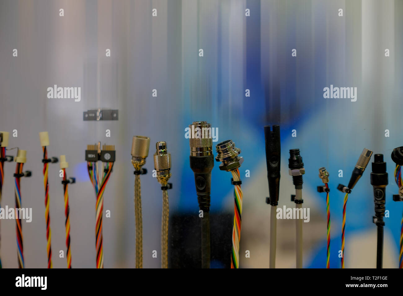 Row of various types of connector heads / connector cables Stock Photo ...