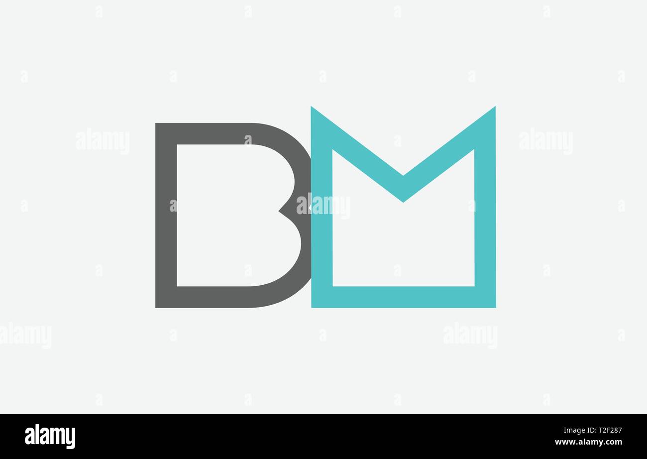 blue grey alphabet letter logo combination bm b m design suitable for a ...