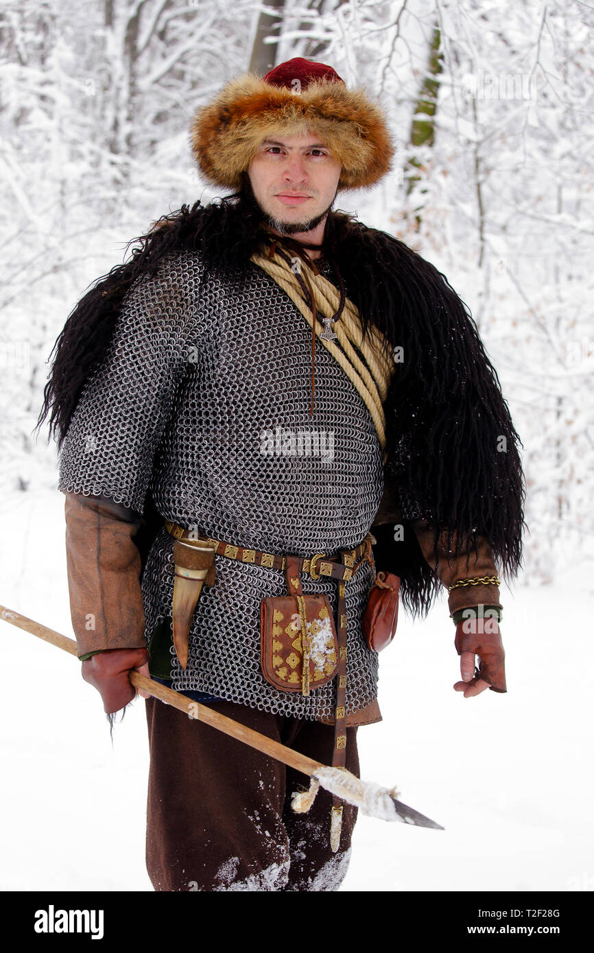 Portrait of a Viking Warrior Man. Viking warrior with chain mail ...