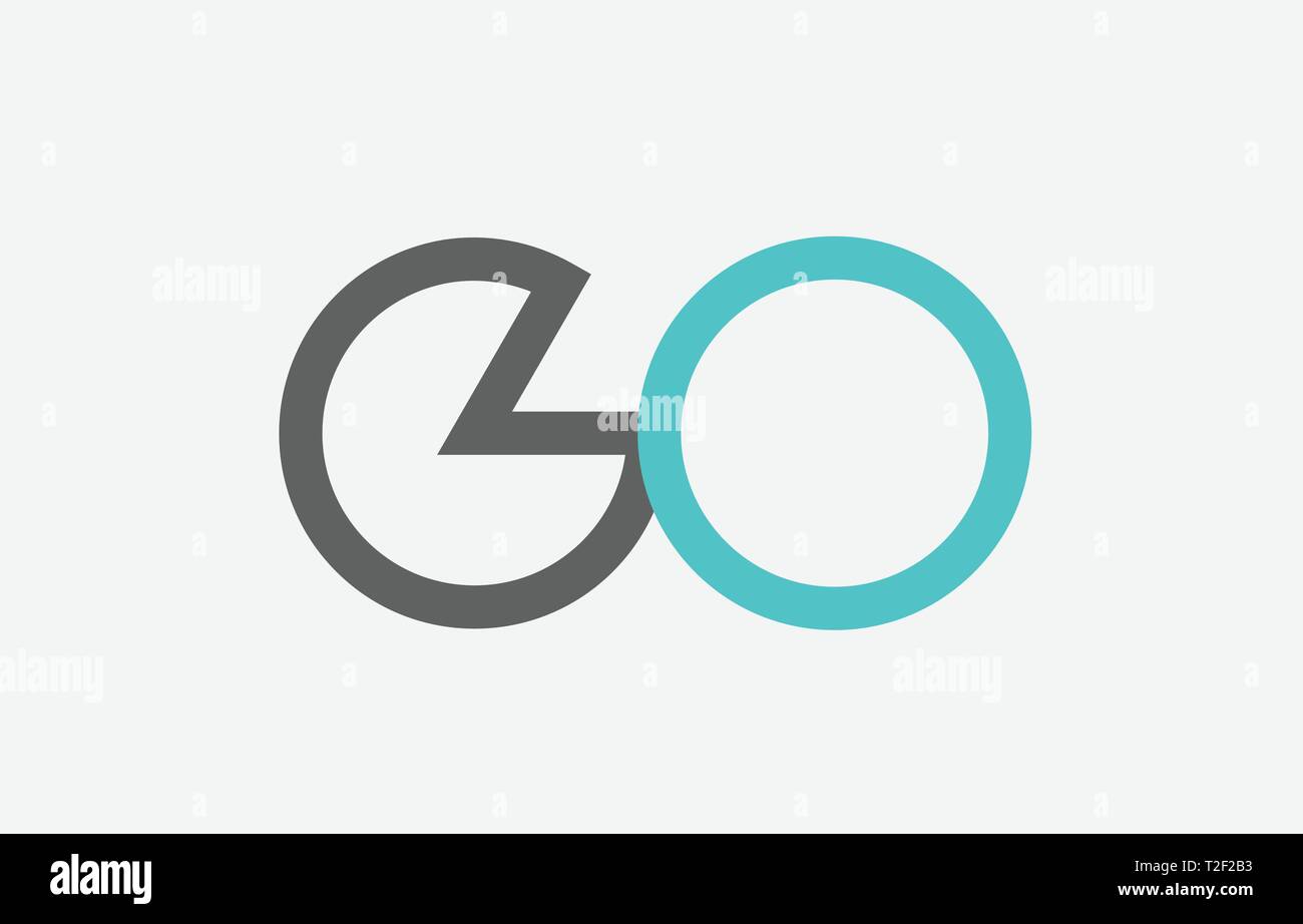 blue grey alphabet letter logo combination go g o design suitable for a ...