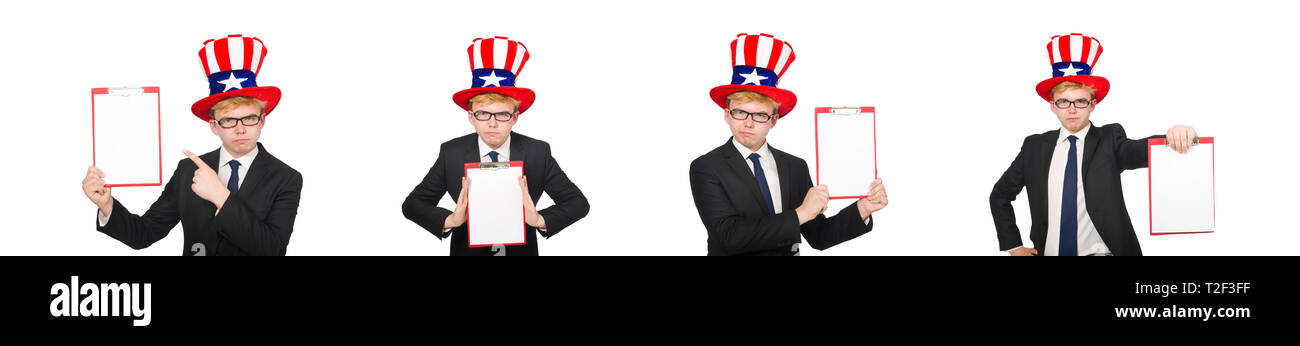 Man wearing hat with american symbols Stock Photo - Alamy
