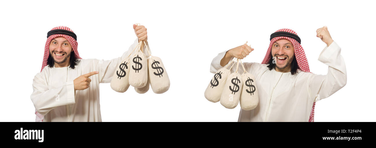 Arab businessman with sacks of money Stock Photo - Alamy