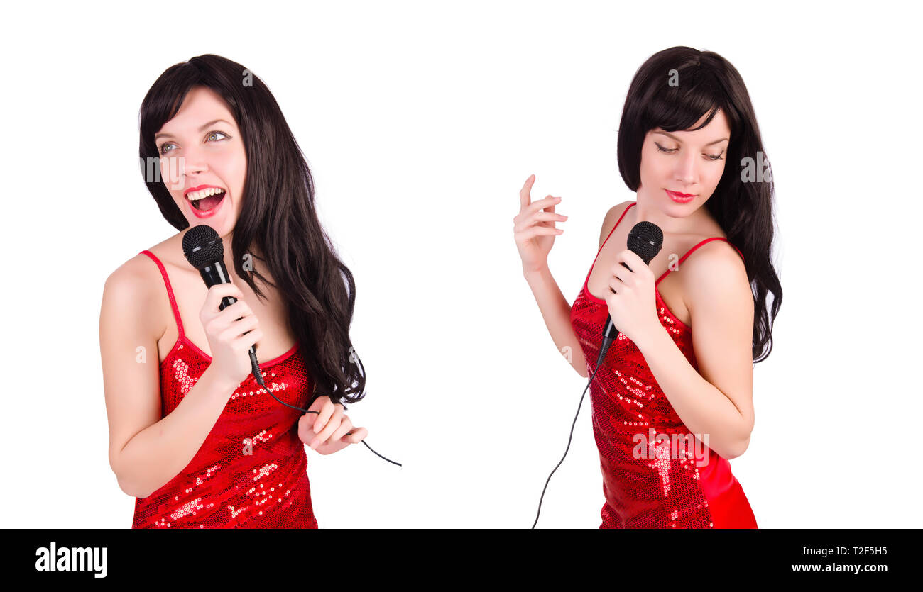 Girl in red singing Cut Out Stock Images & Pictures - Alamy
