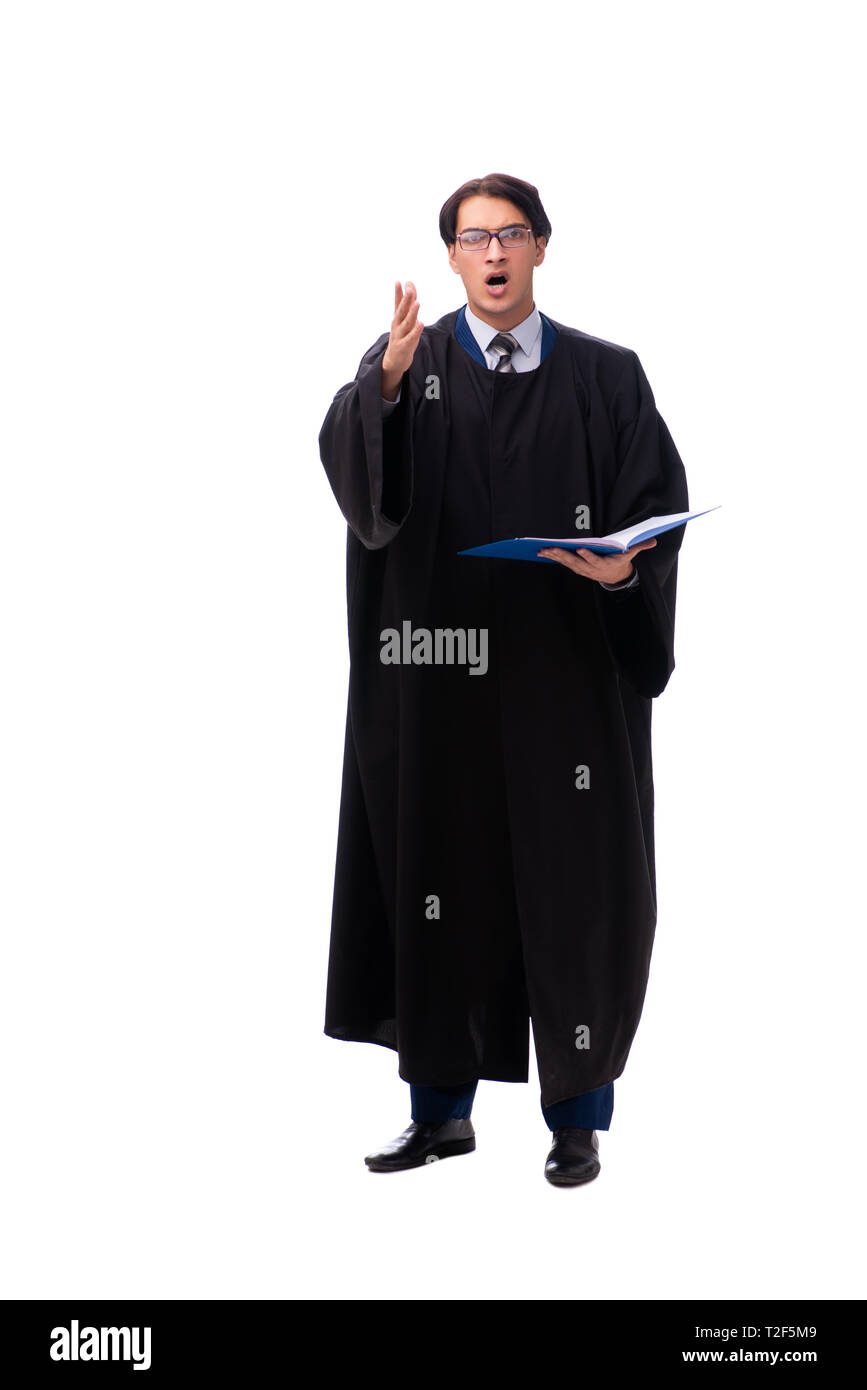 Young handsome judge isolated on white Stock Photo - Alamy