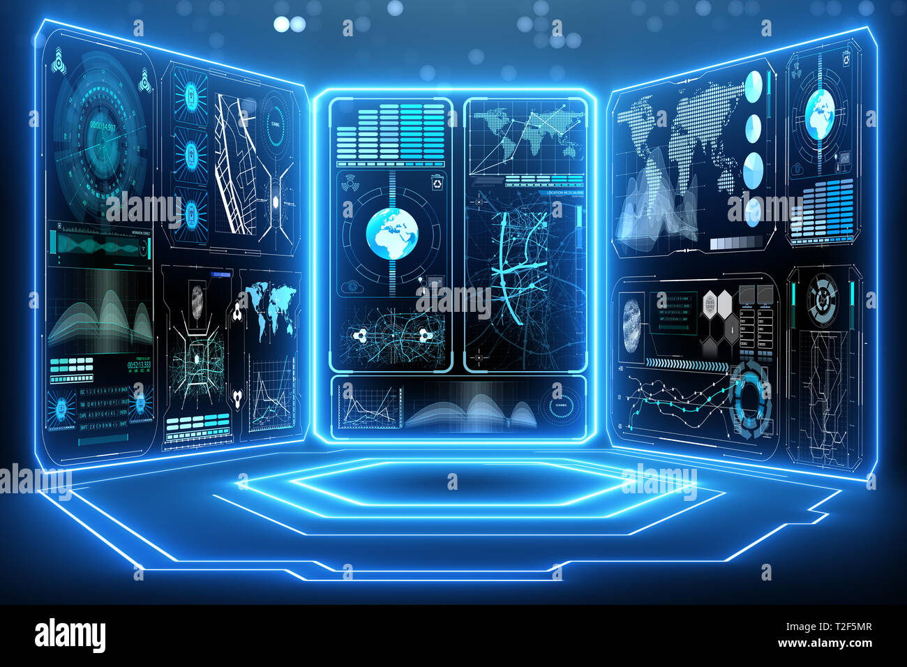 Abstract data room with futuristic design - 3d rendering Stock Photo ...