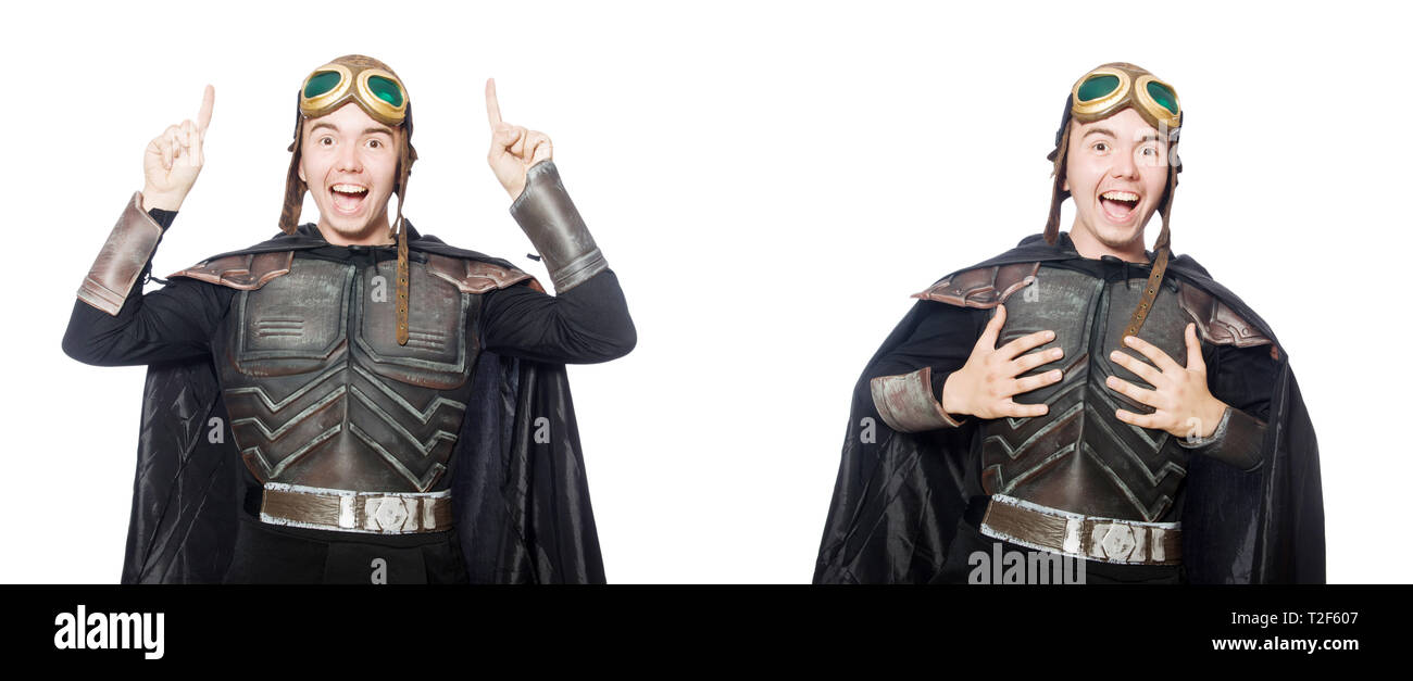 Young funny man in armour suit Stock Photo - Alamy