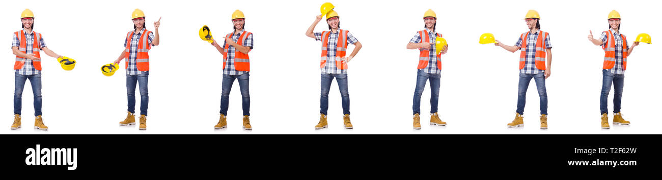 Industrial worker isolated on white Stock Photo - Alamy