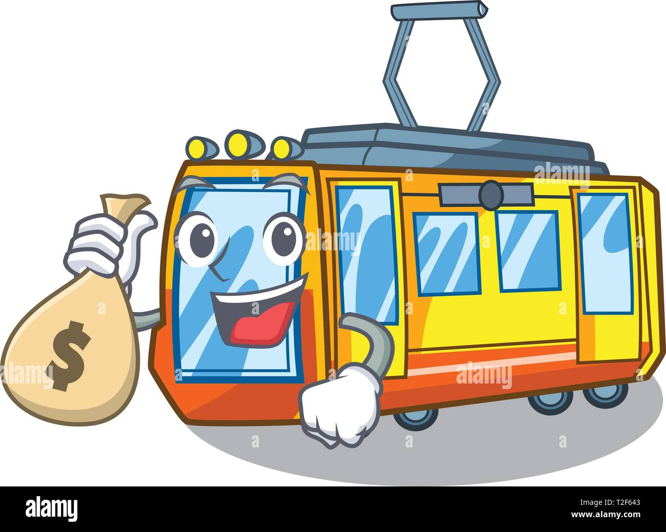 With money bag electric train in the character shape vector ...