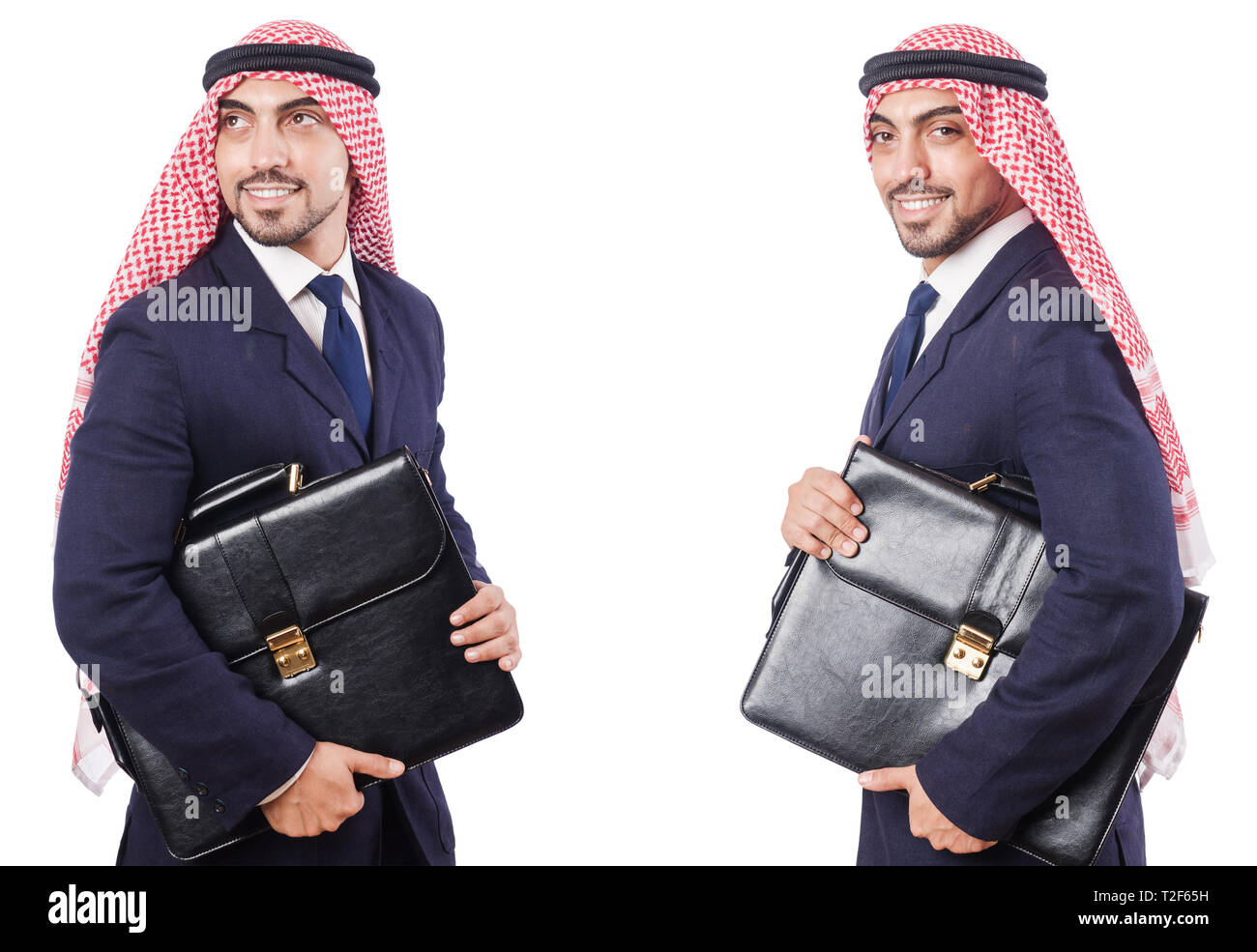 Arab man with bag isolated on white Stock Photo - Alamy