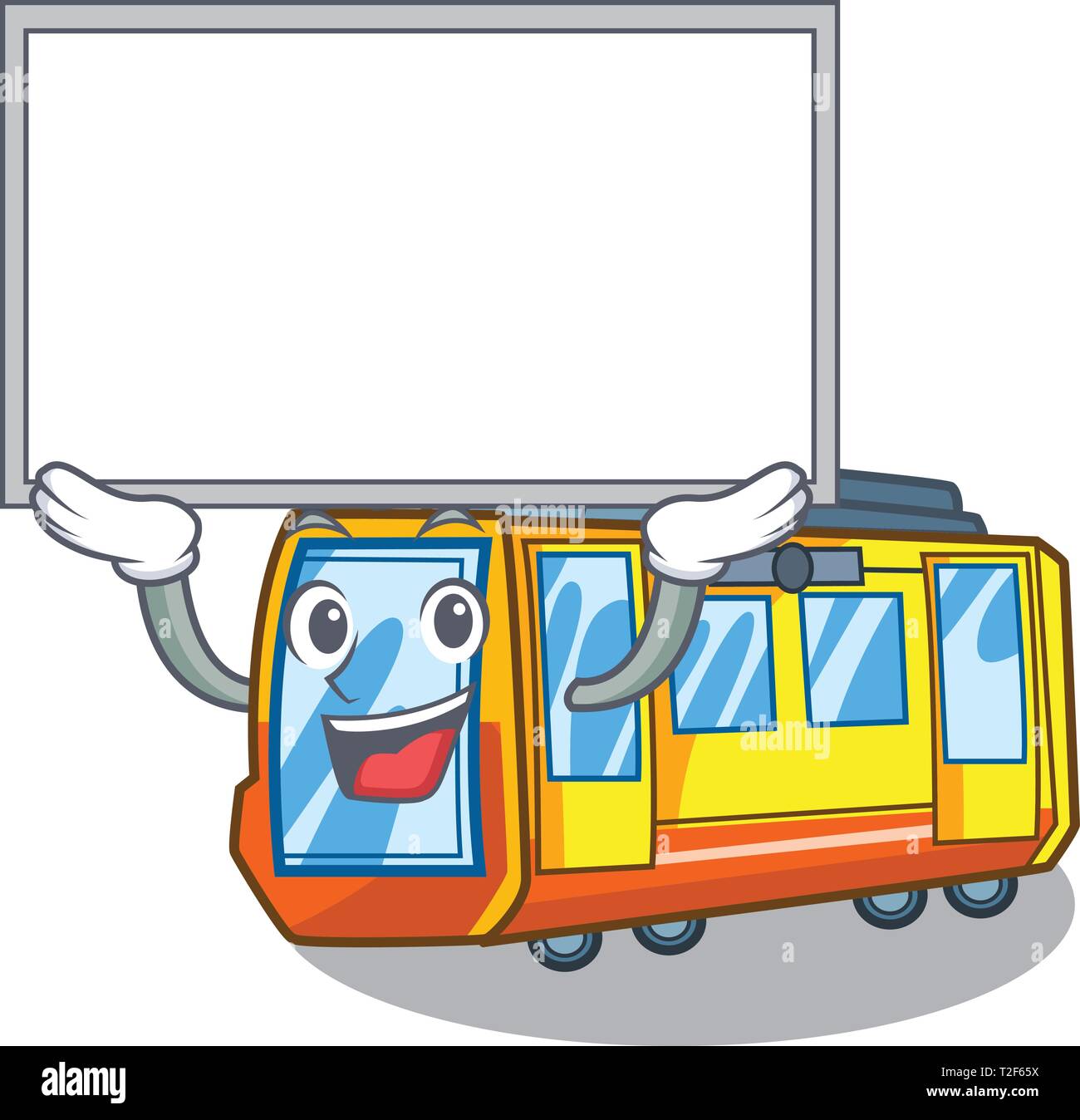 Up board electric train in the character shape vector illustration ...