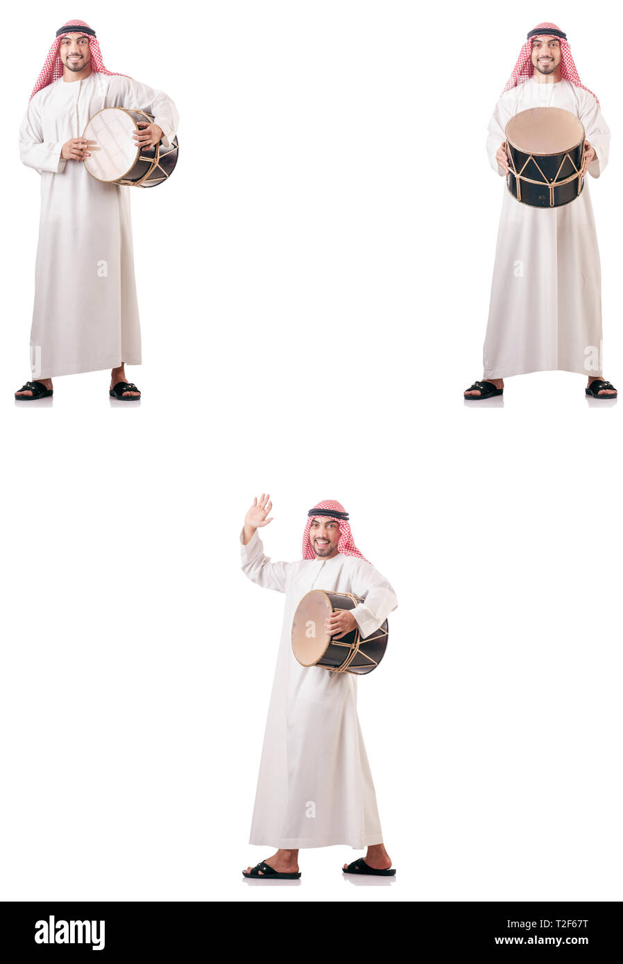 Arab man with drum isolated on white Stock Photo - Alamy