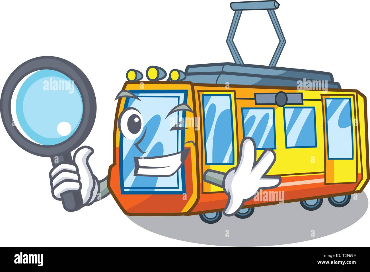 Detective electric train isolated with the cartoon vector illustration ...
