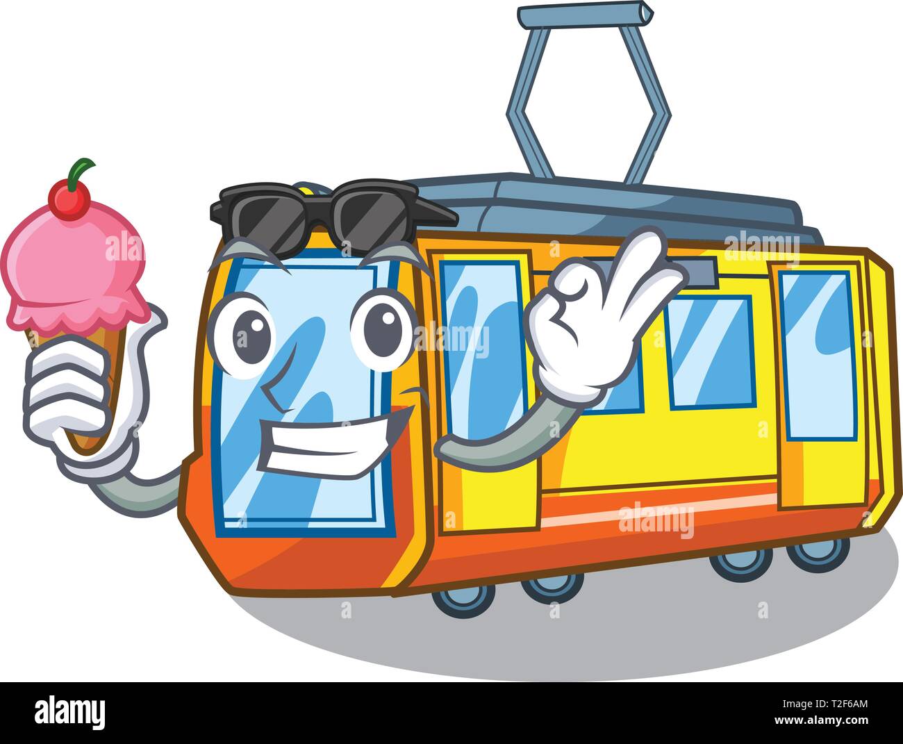 With ice cream electric train isolated with the cartoon vector illustration Stock Vector Image ...