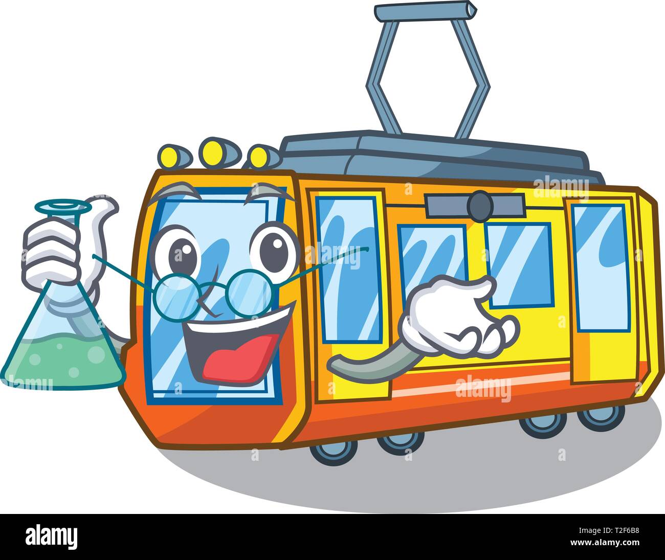 Professor electric train isolated with the cartoon vector illustration ...