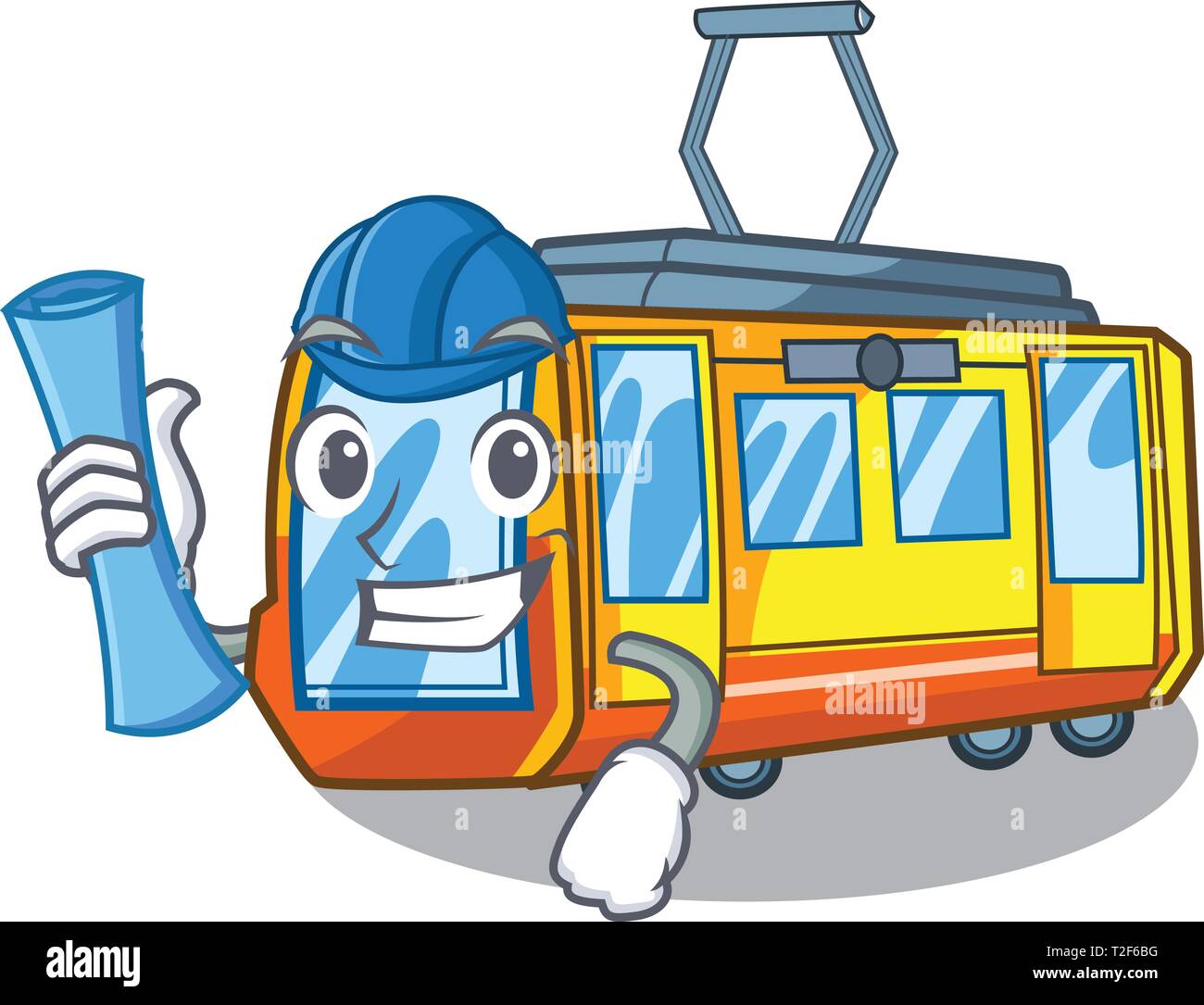 Architect electric train isolated with the cartoon vector illustration ...