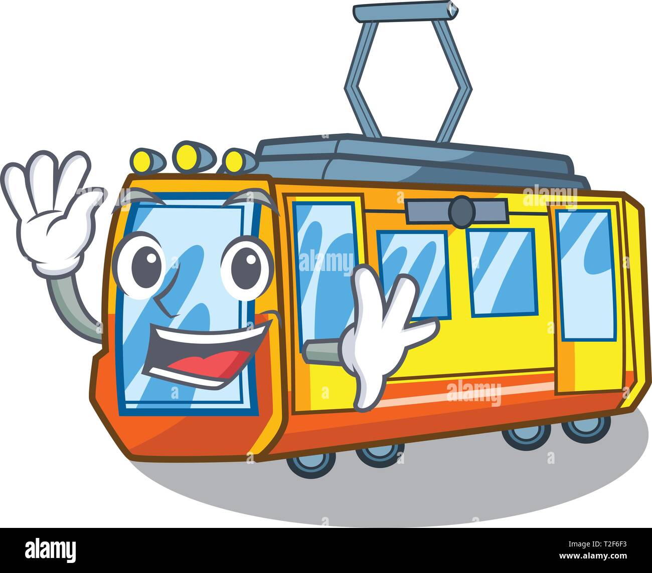 Waving electric train isolated with the cartoon vector illustration ...