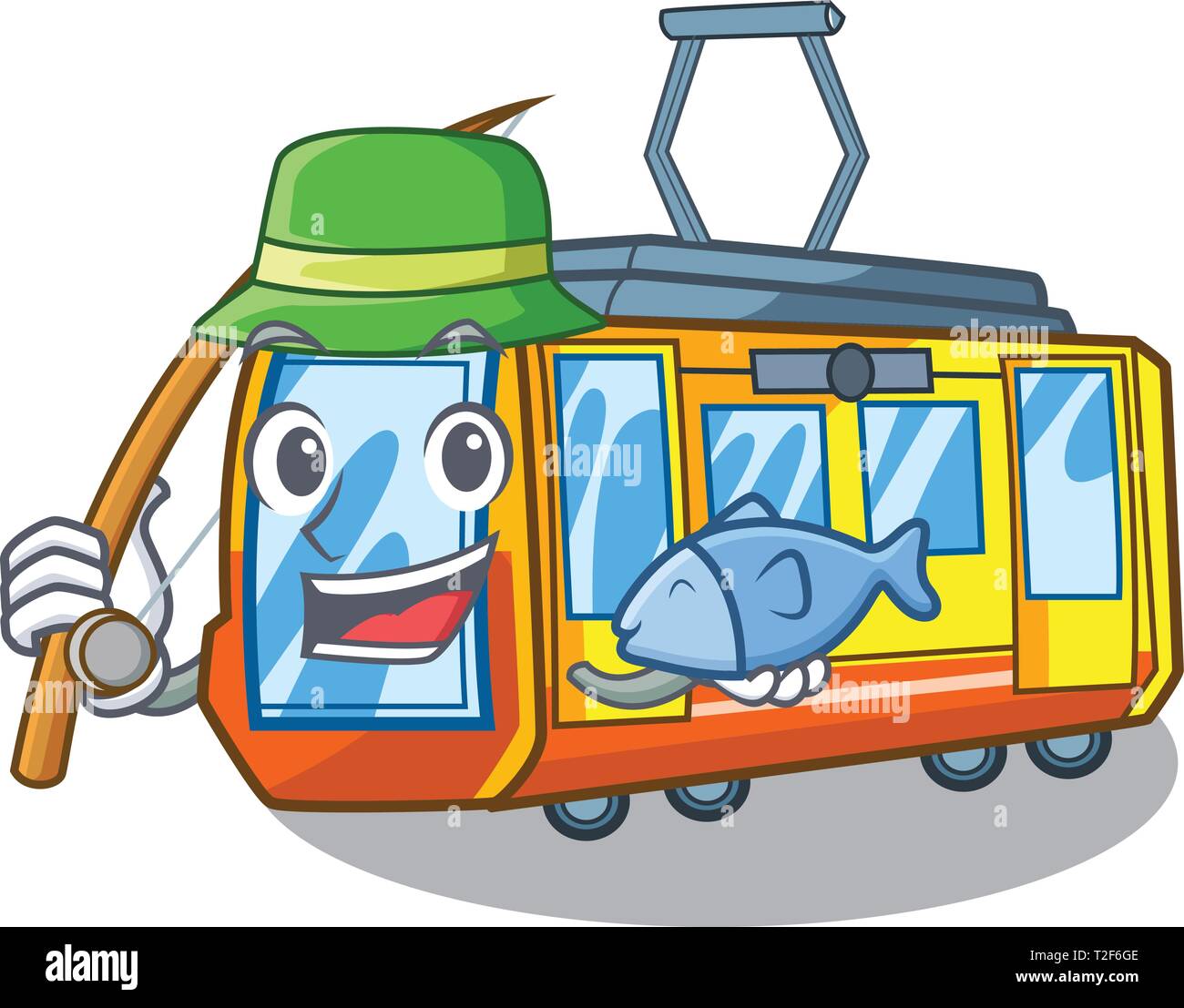 Fishing electric train toys in shape mascot vector illustration Stock ...