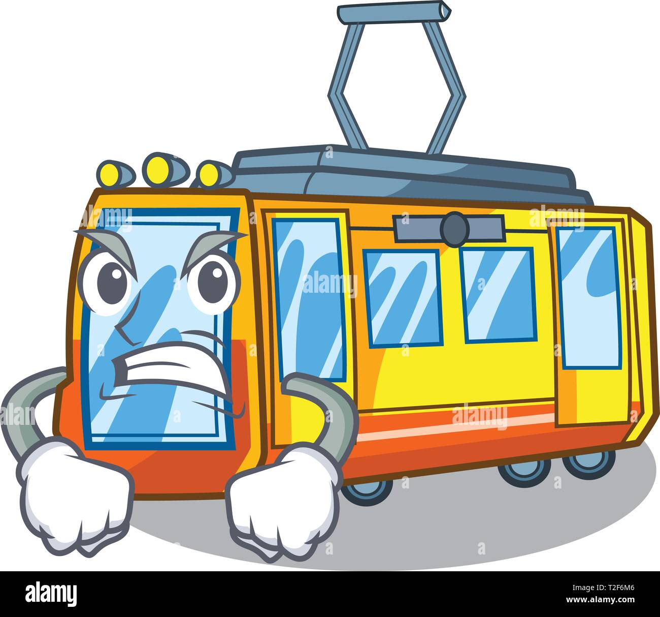 Angry electric train toys in shape mascot vector illustration Stock ...