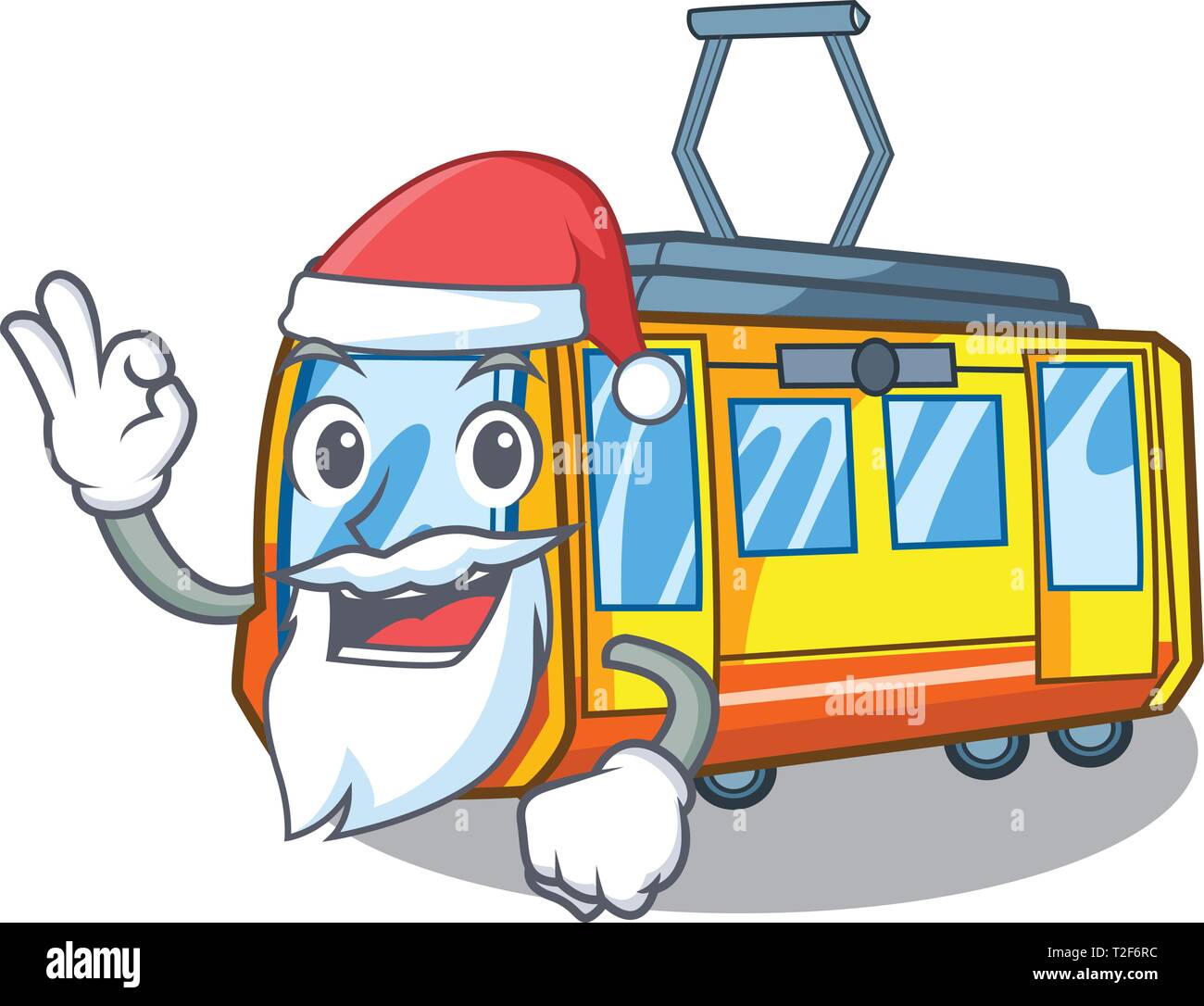 Santa miniature electric train in cartoon shape vector illustration ...
