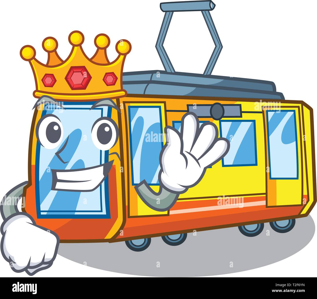 King miniature electric train in cartoon shape vector illustration ...