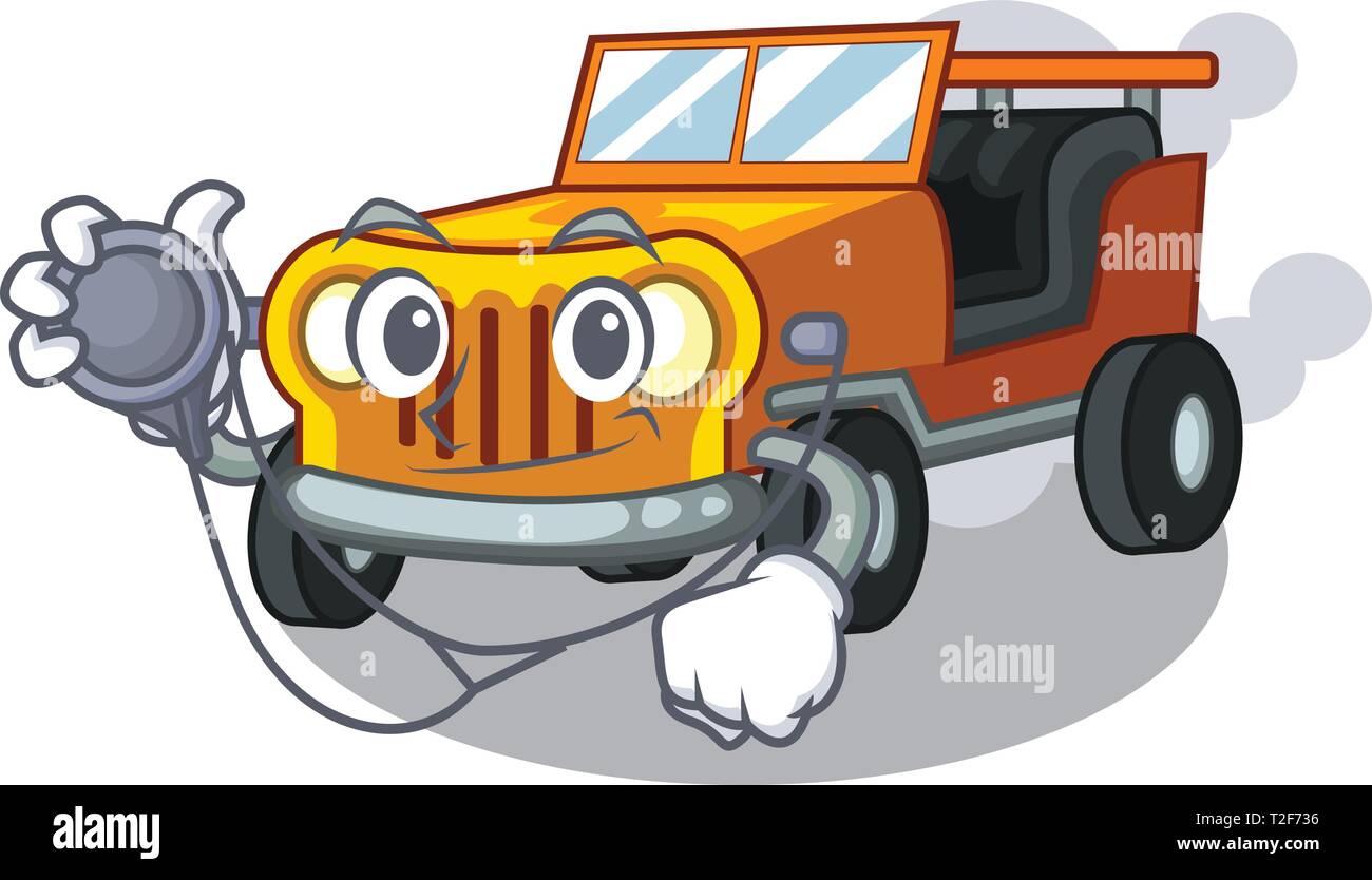 Doctor jeep car isolated with the cartoon vector illustration Stock ...