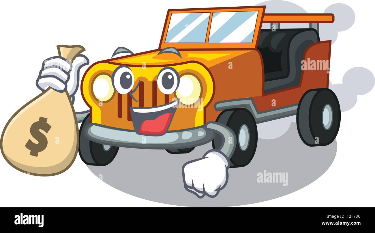 With money bag jeep car isolated with the cartoon vector illustration ...