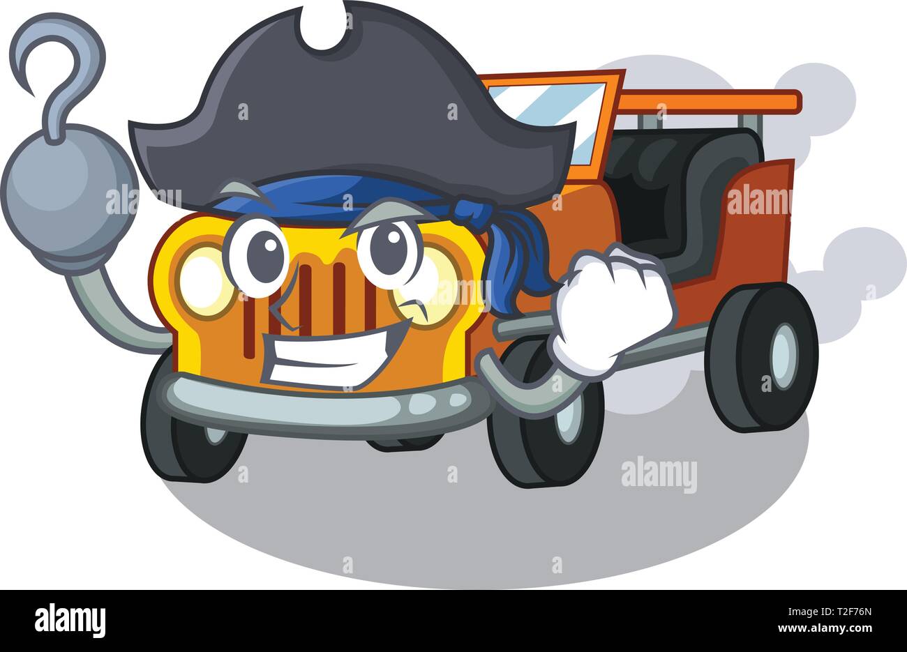 Pirate jeep car isolated with the cartoon vector illustration Stock ...