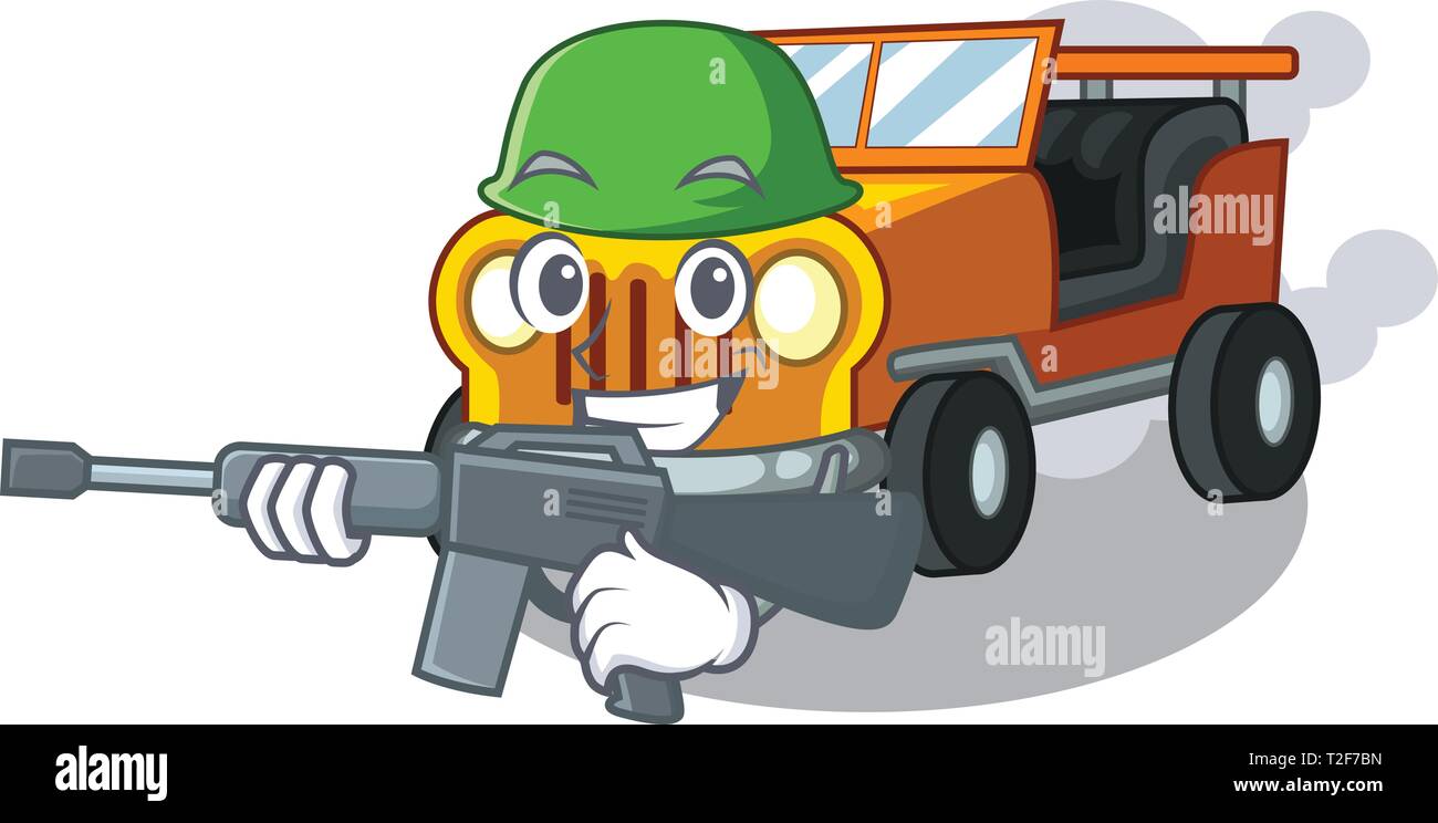 Army jeep car isolated with the cartoon vector illustration Stock ...