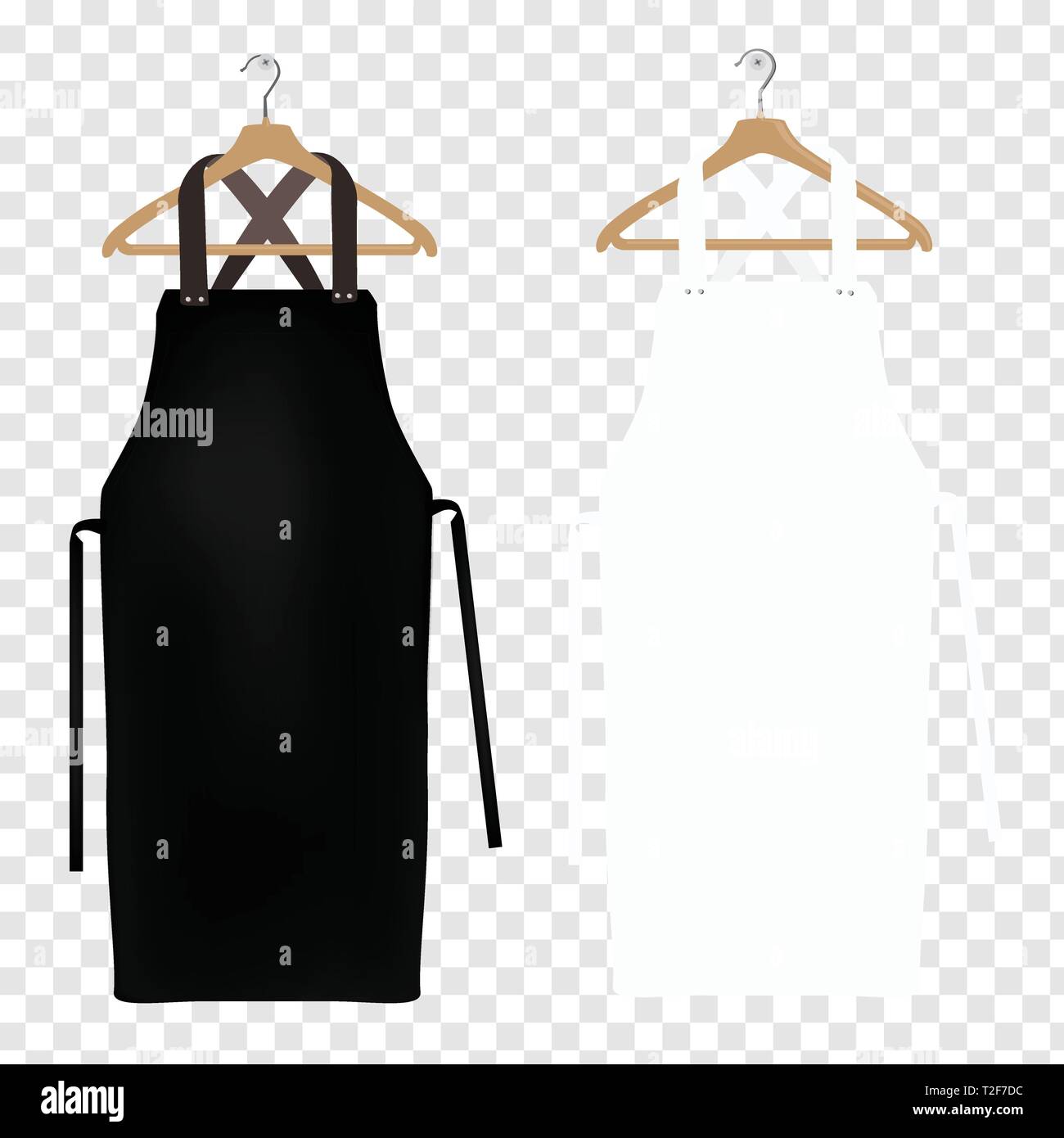 White and black aprons isolated on transparent background, apron mockup ...