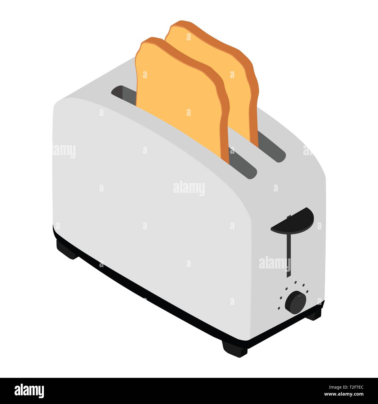 Isometric toaster with toasted bread for breakfast inside isolated on ...