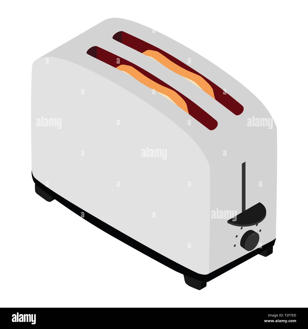 Isometric toaster with toasted bread for breakfast inside isolated on ...