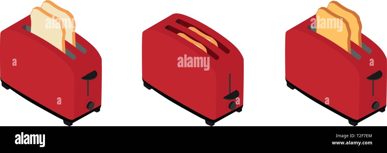 Isometric toaster with toasted bread for breakfast inside isolated on ...