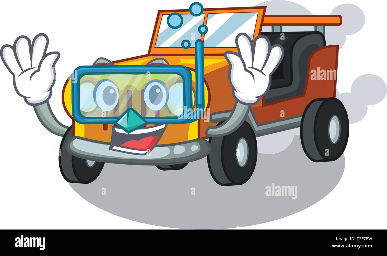 Diving jeep car in the shape mascot vector illustratin Stock Vector ...